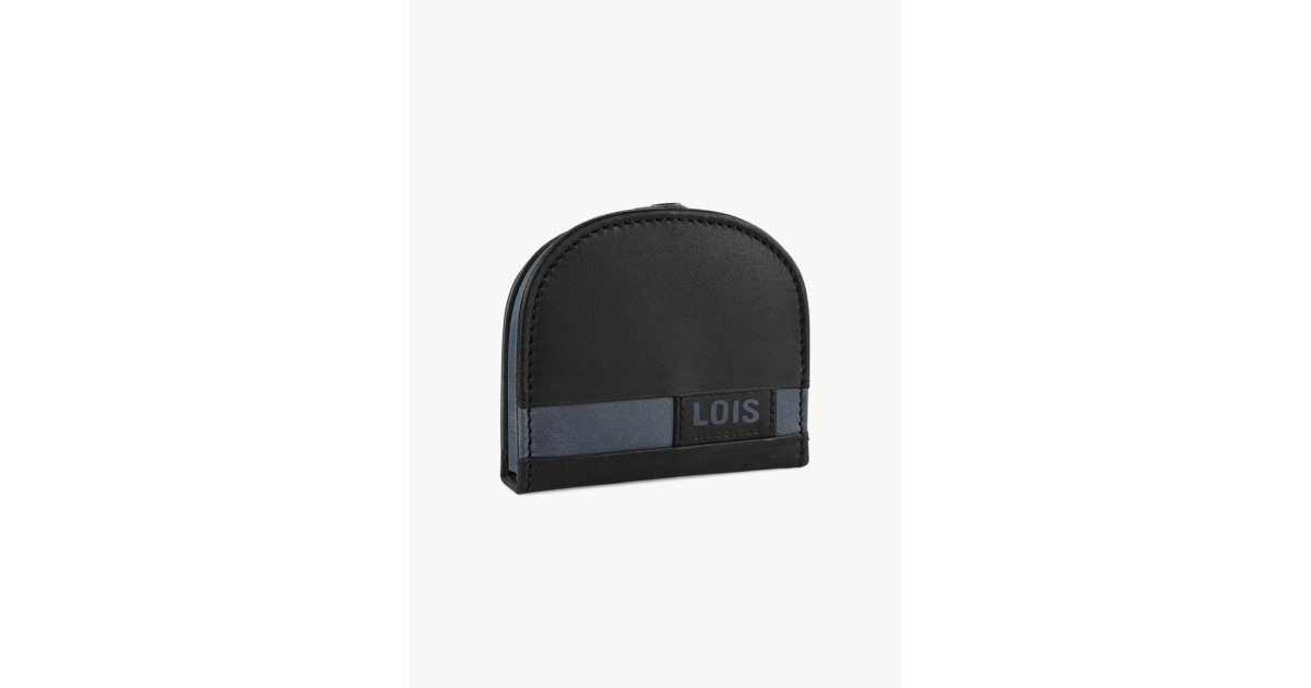 Monedero de piel semi rígido ovalado negro